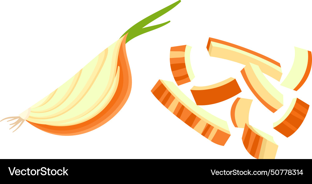 Cutted onion icon cartoon raw vegetable pieces Vector Image