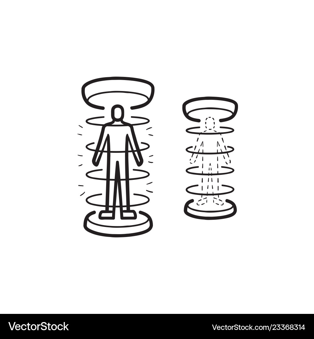 Human teleportation hand drawn outline doodle icon
