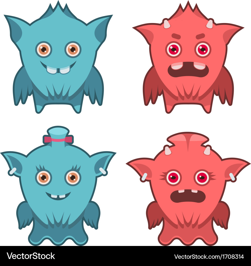 Monster Emotion Set Lizenzfreies Vektorbild - VectorStock