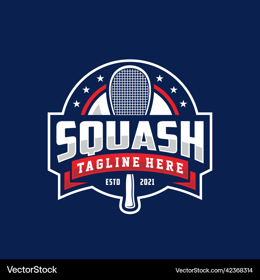 Squash badge logo in modern minimalist style Vector Image