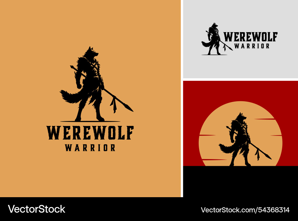 Wolf Speer Armor Werwolf Krieger Ritter-Logo Vektorbild