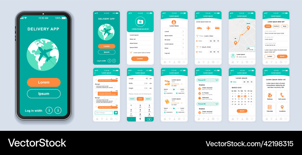Delivery ui smartphone interface Royalty Free Vector Image