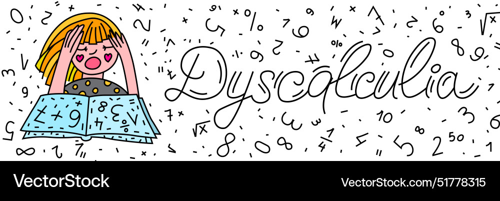 Dyscalculia web banner math disability Royalty Free Vector