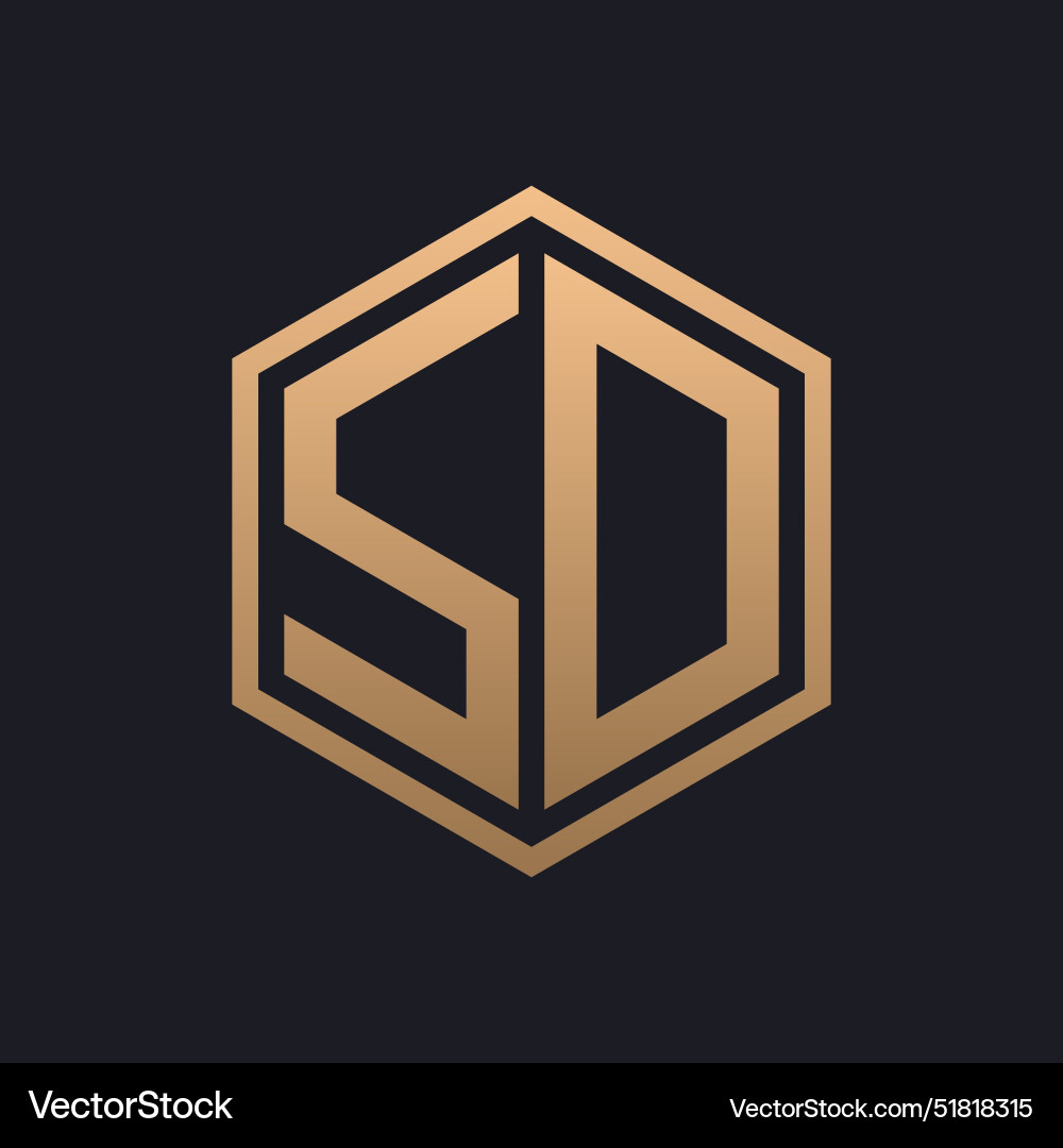 Elegant hexagon letter sd logo design initial Vector Image