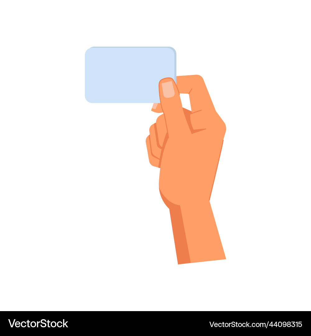 Hand holding empty bank card flat cartoon Vector Image