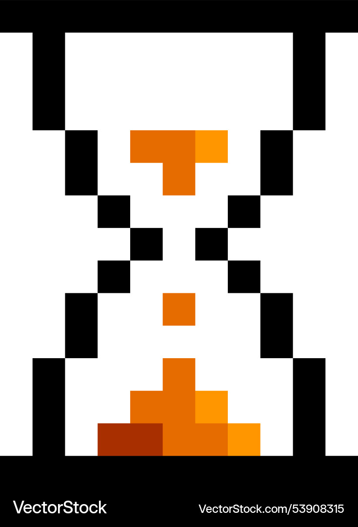 Hourglass pixel icon time symbol game clock Vector Image