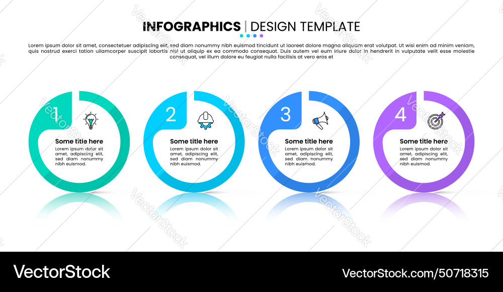 Infographic template circles in a row with 4 steps