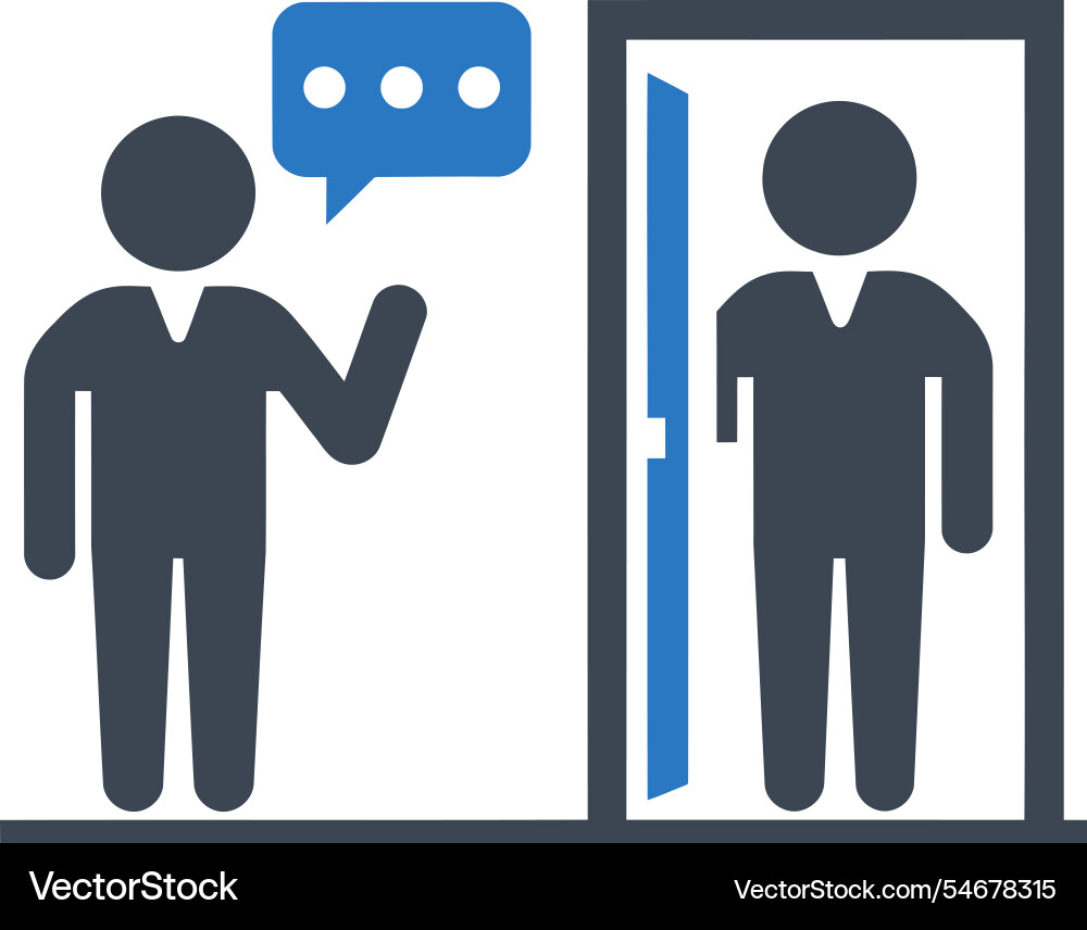Office conversation at door icon Royalty Free Vector Image