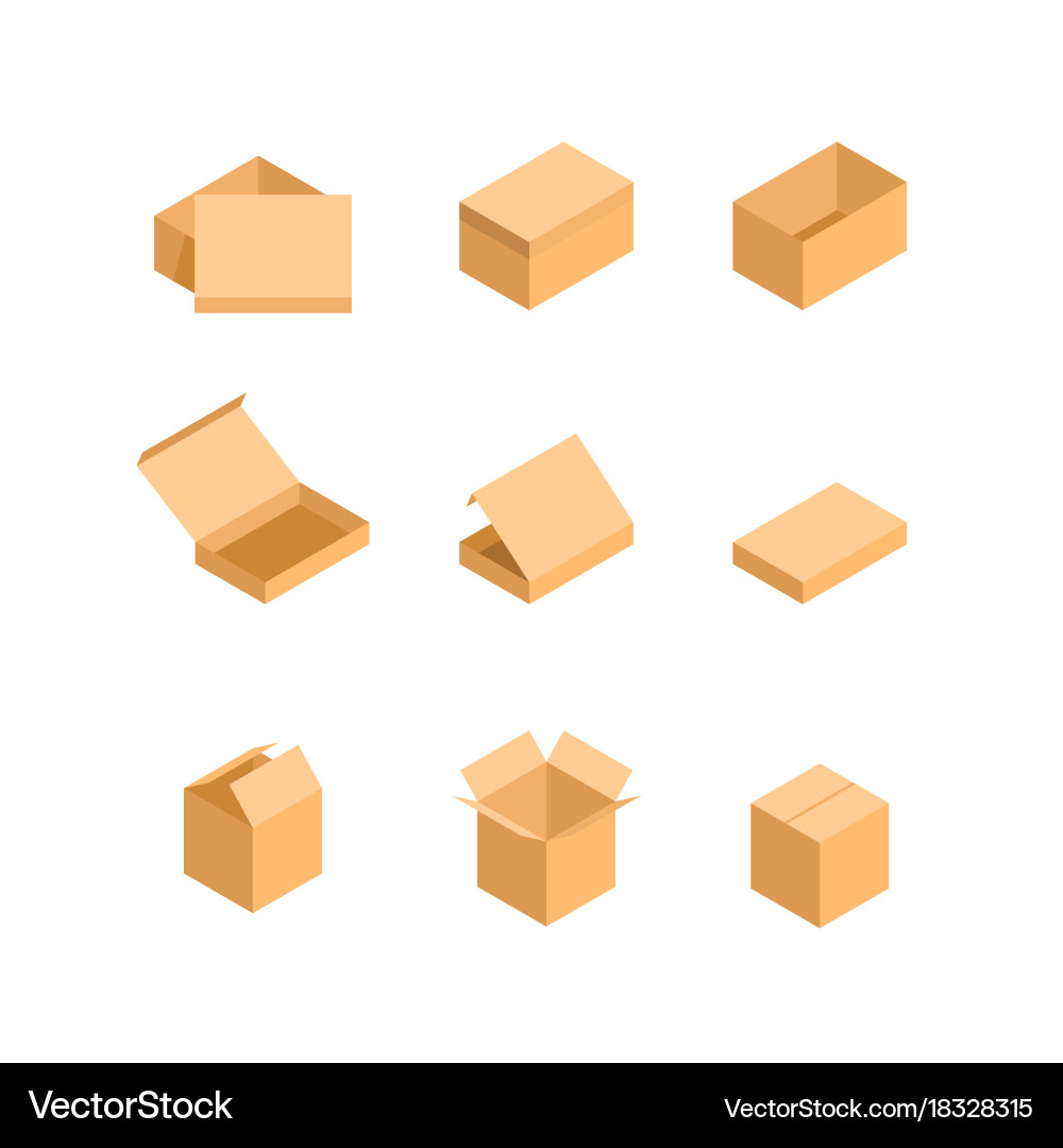 Packaging box isometric set images Royalty Free Vector Image