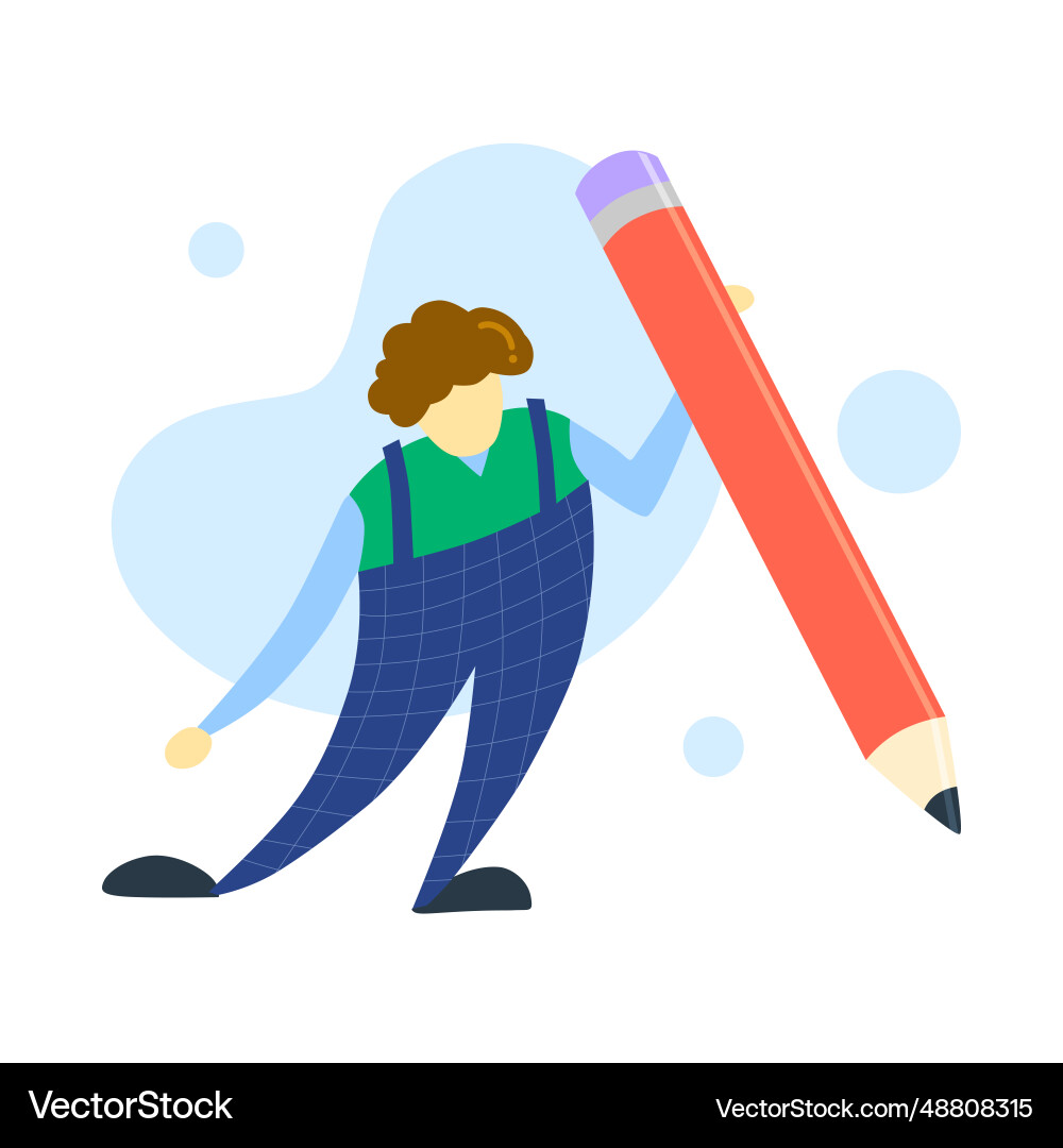 Student with a large pencil Royalty Free Vector Image