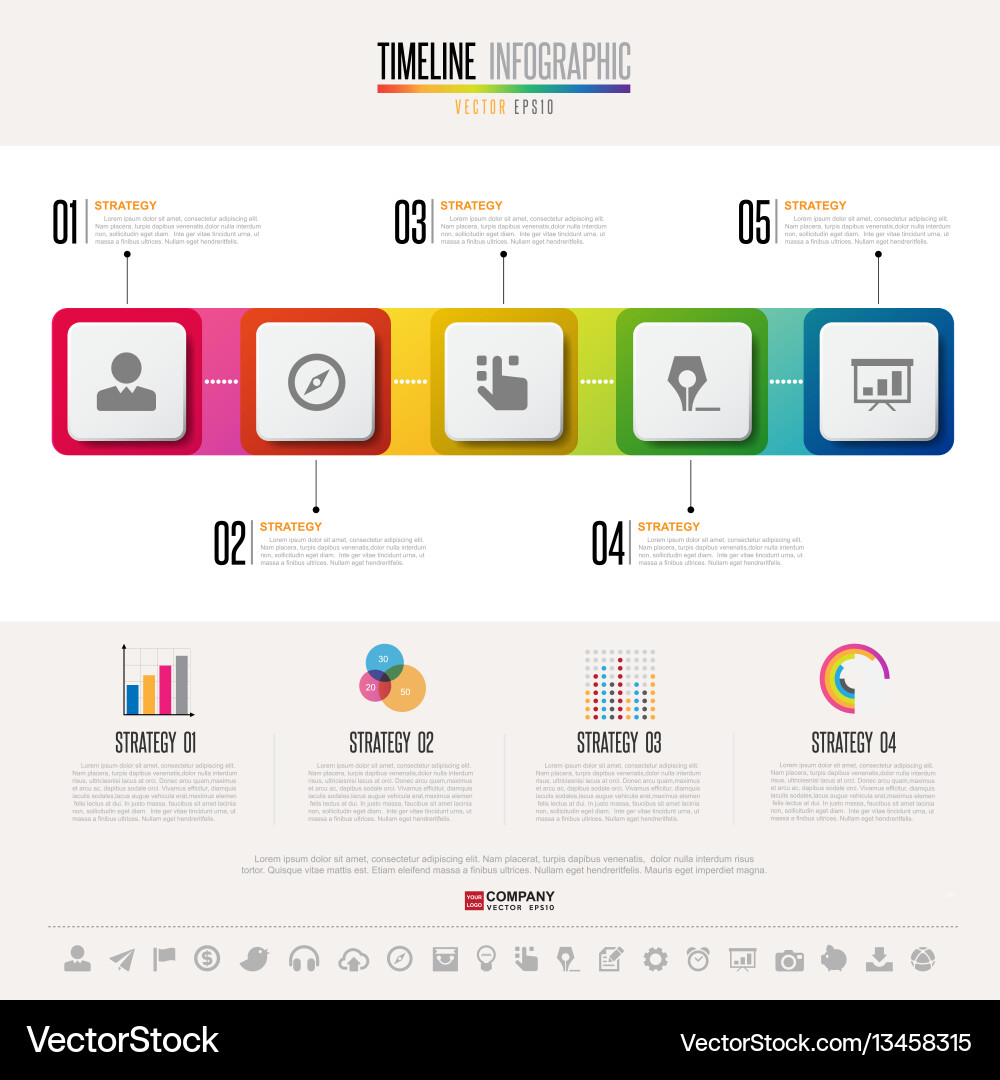 Timeline infographics design template Royalty Free Vector