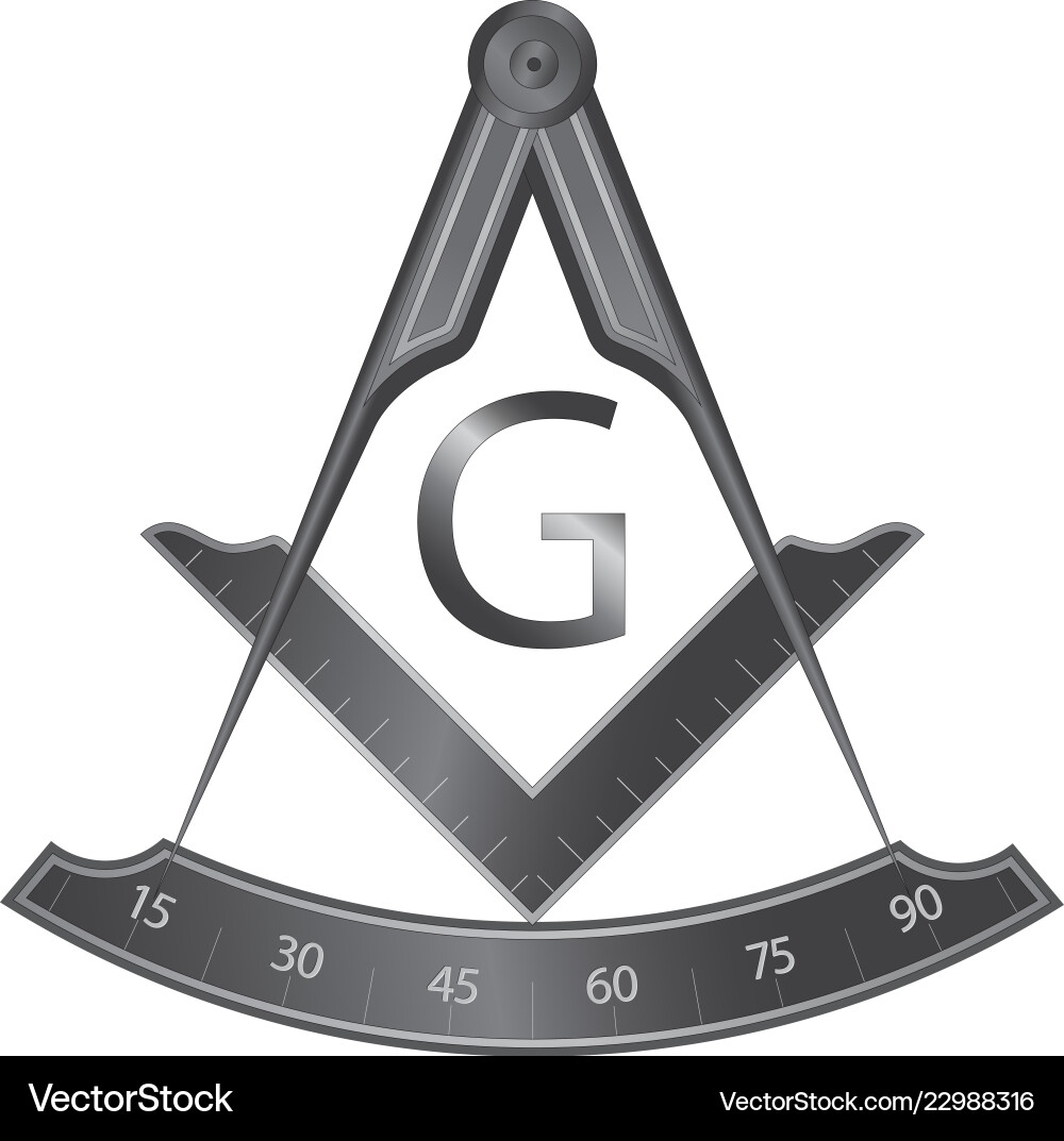 Black iron masonic square and compass symbol Vector Image