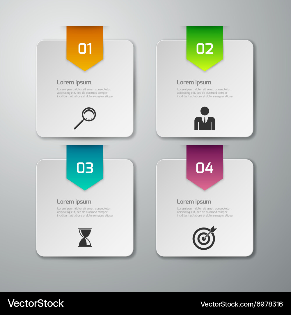 Four Square Paper Icons Royalty Free Vector Image