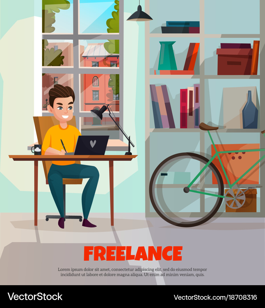 Freelancer during work Royalty Free Vector Image