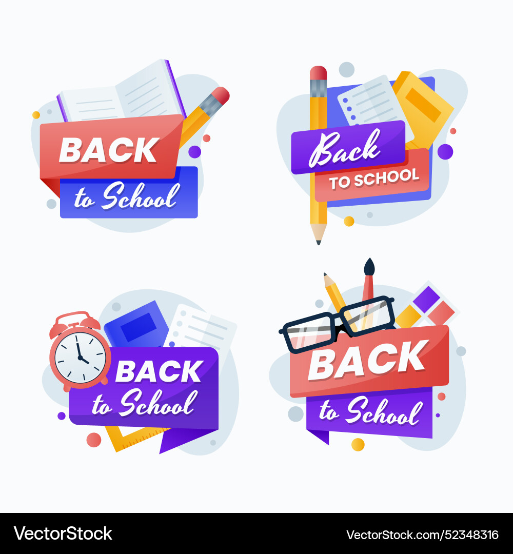 Gradient back to school labels collection Vector Image