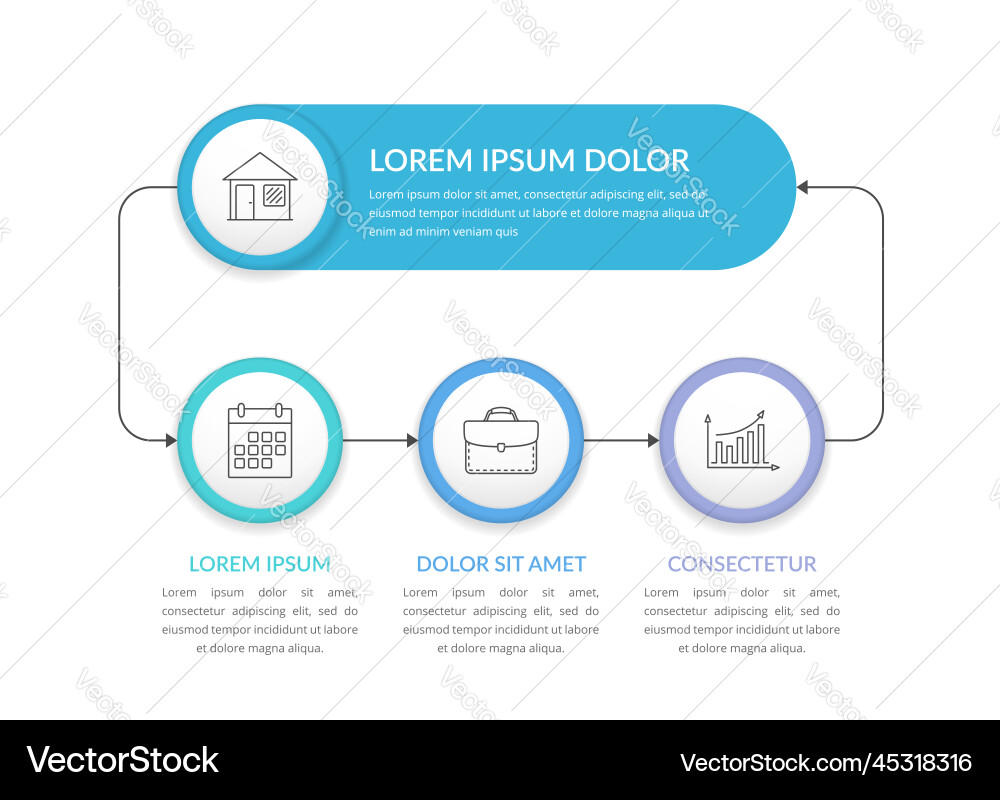 Infographic template with 3 elements Royalty Free Vector