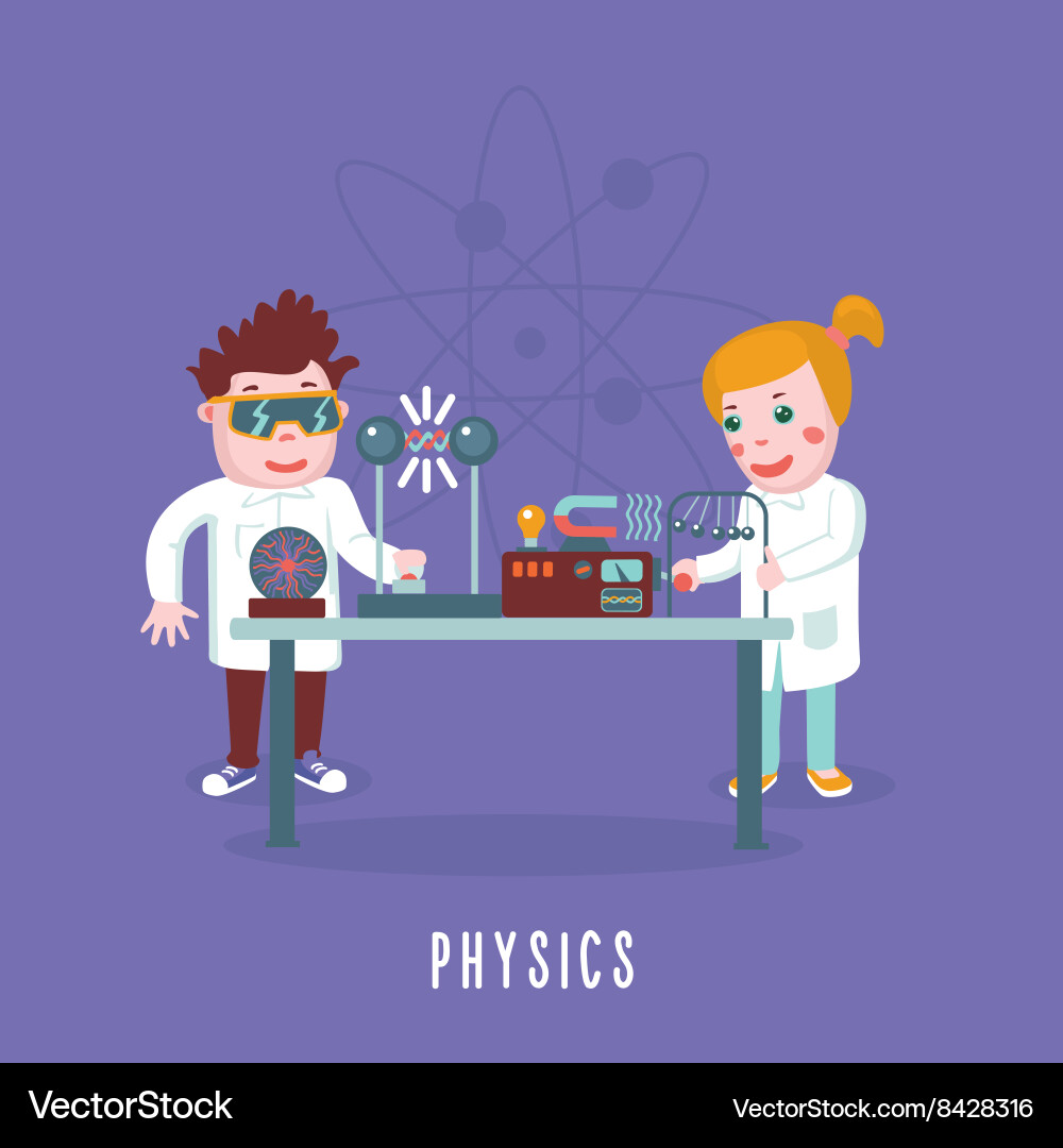 Kids education physics class children in a lab Vector Image