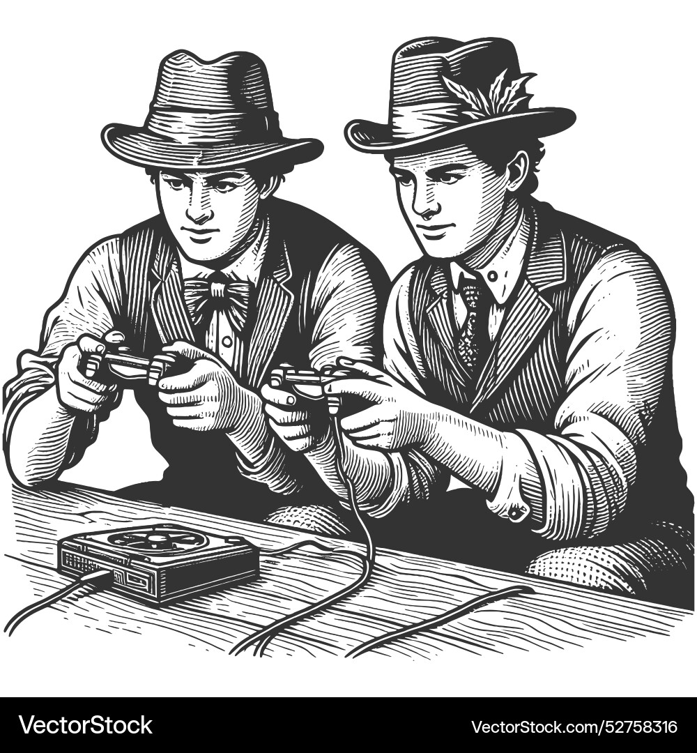 Men playing video games Royalty Free Vector Image