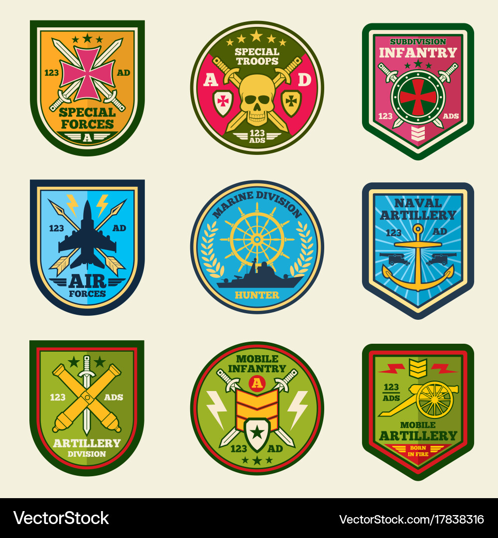 Military patches set army forces emblems Vector Image