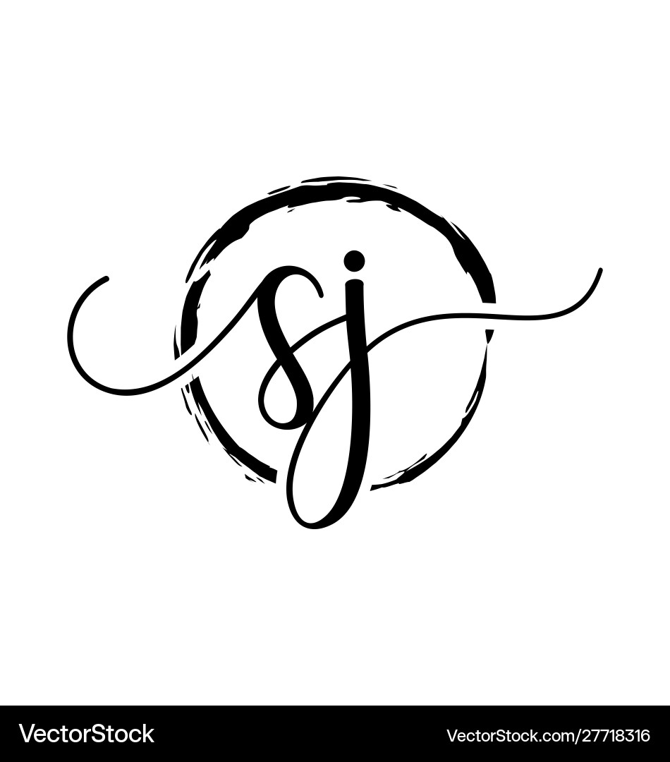 Sj initial handwriting logo Royalty Free Vector Image