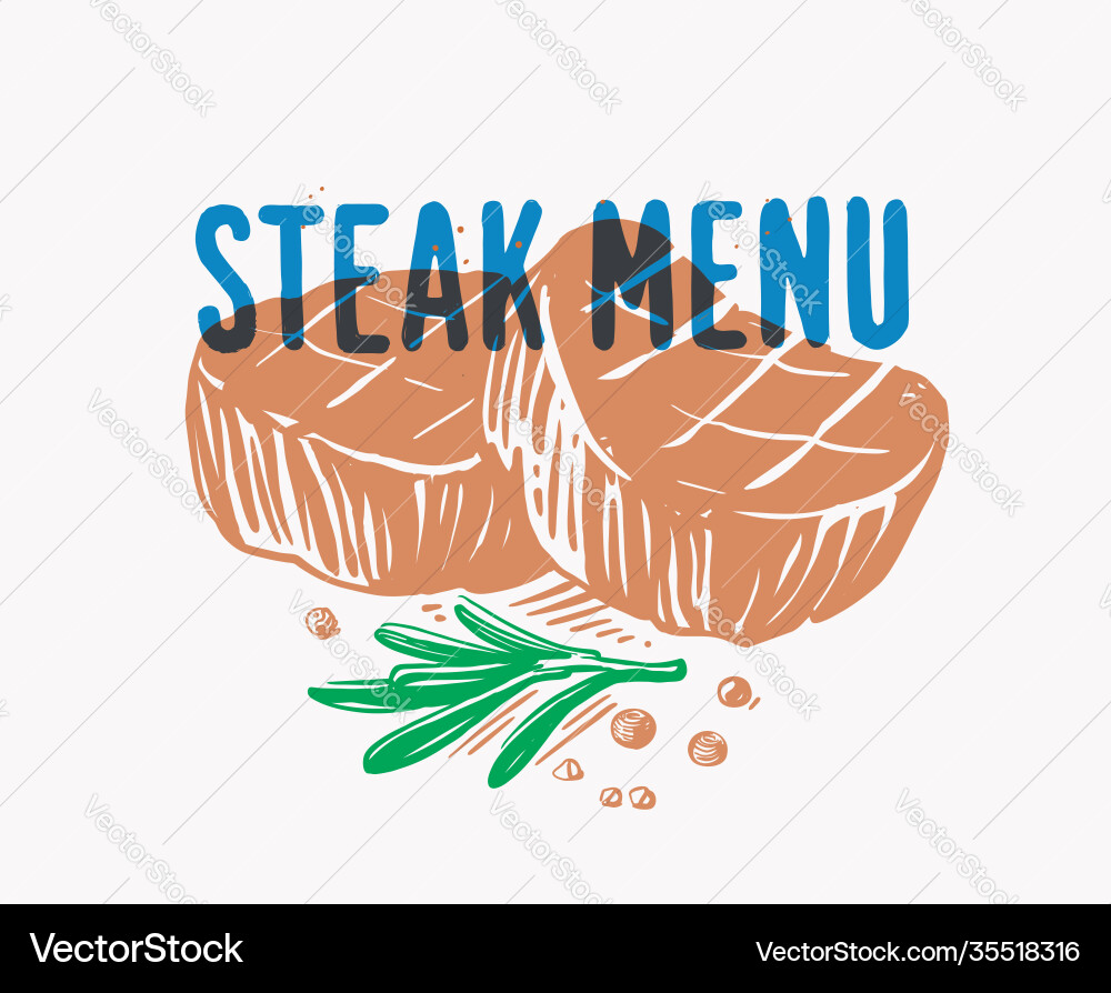 Steak grilled barbecue with text Royalty Free Vector Image