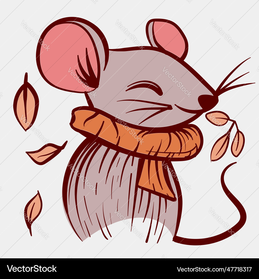 A cute mouse with scarf Royalty Free Vector Image
