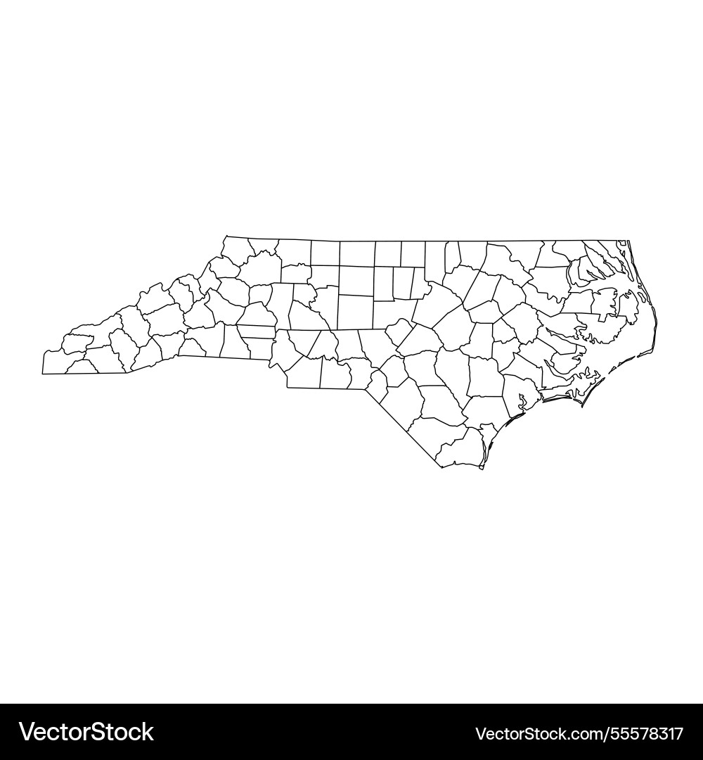 Administrative map of north carolina nc Royalty Free Vector