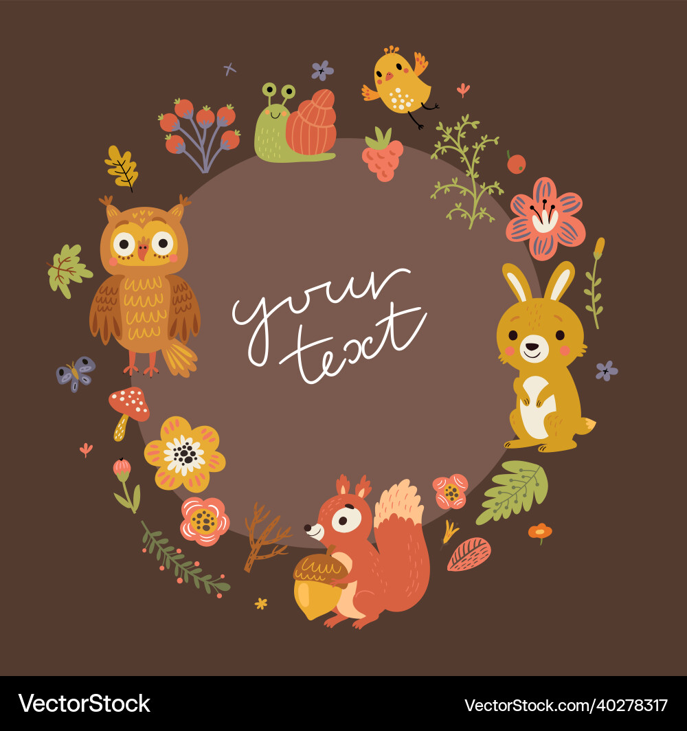 Background for text with cute forest animals Vector Image