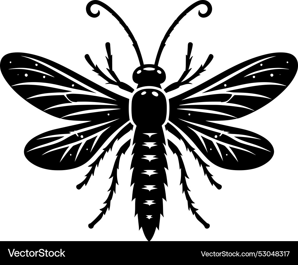 Beautiful firefly insect silhouette isolated on a Vector Image