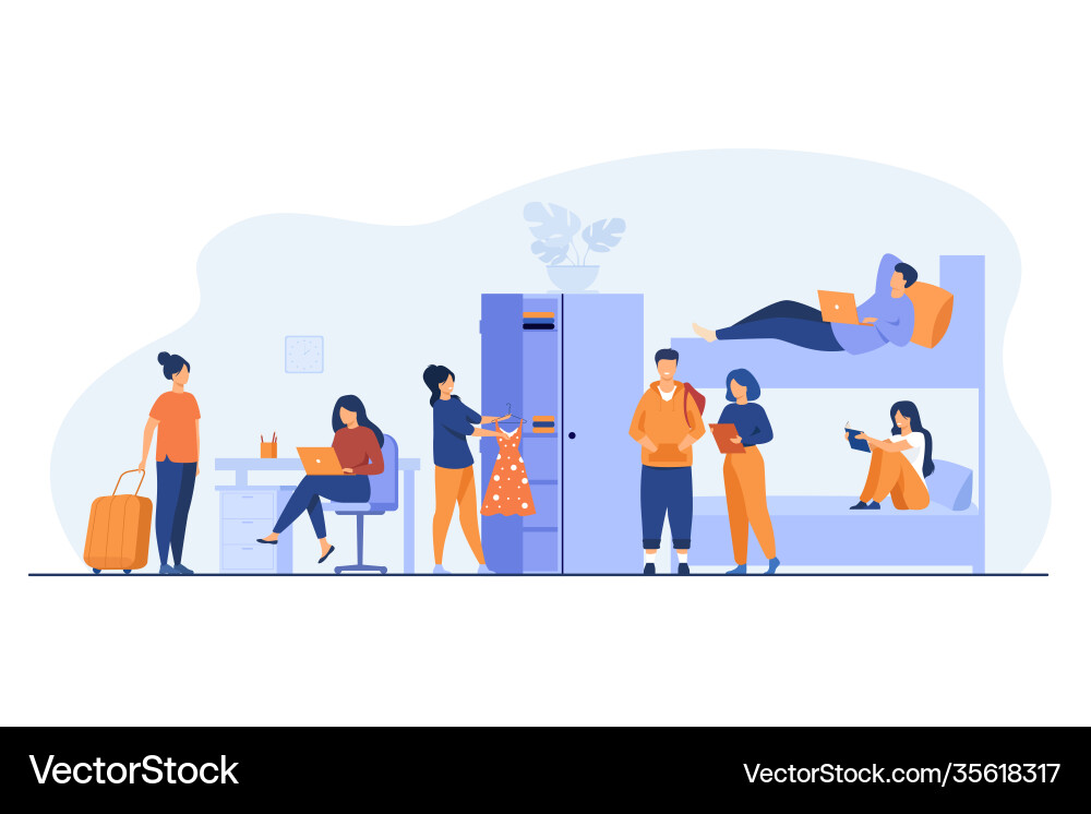 College student dorm interior Royalty Free Vector Image