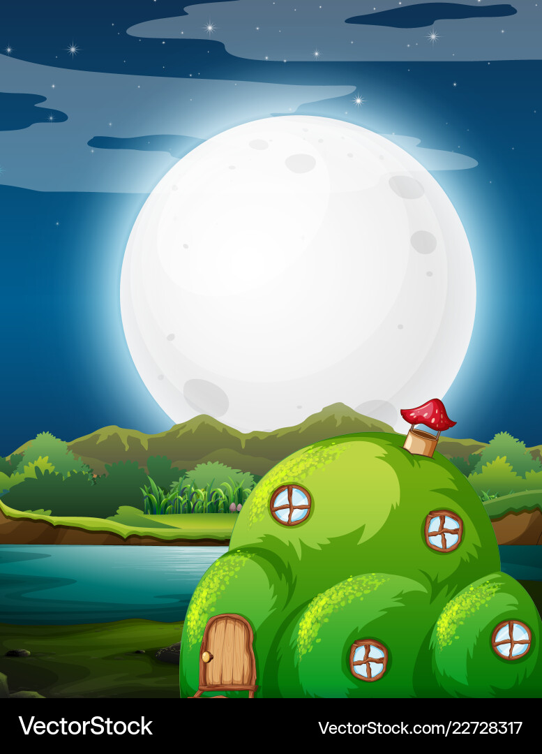 Green hill house in nature Royalty Free Vector Image