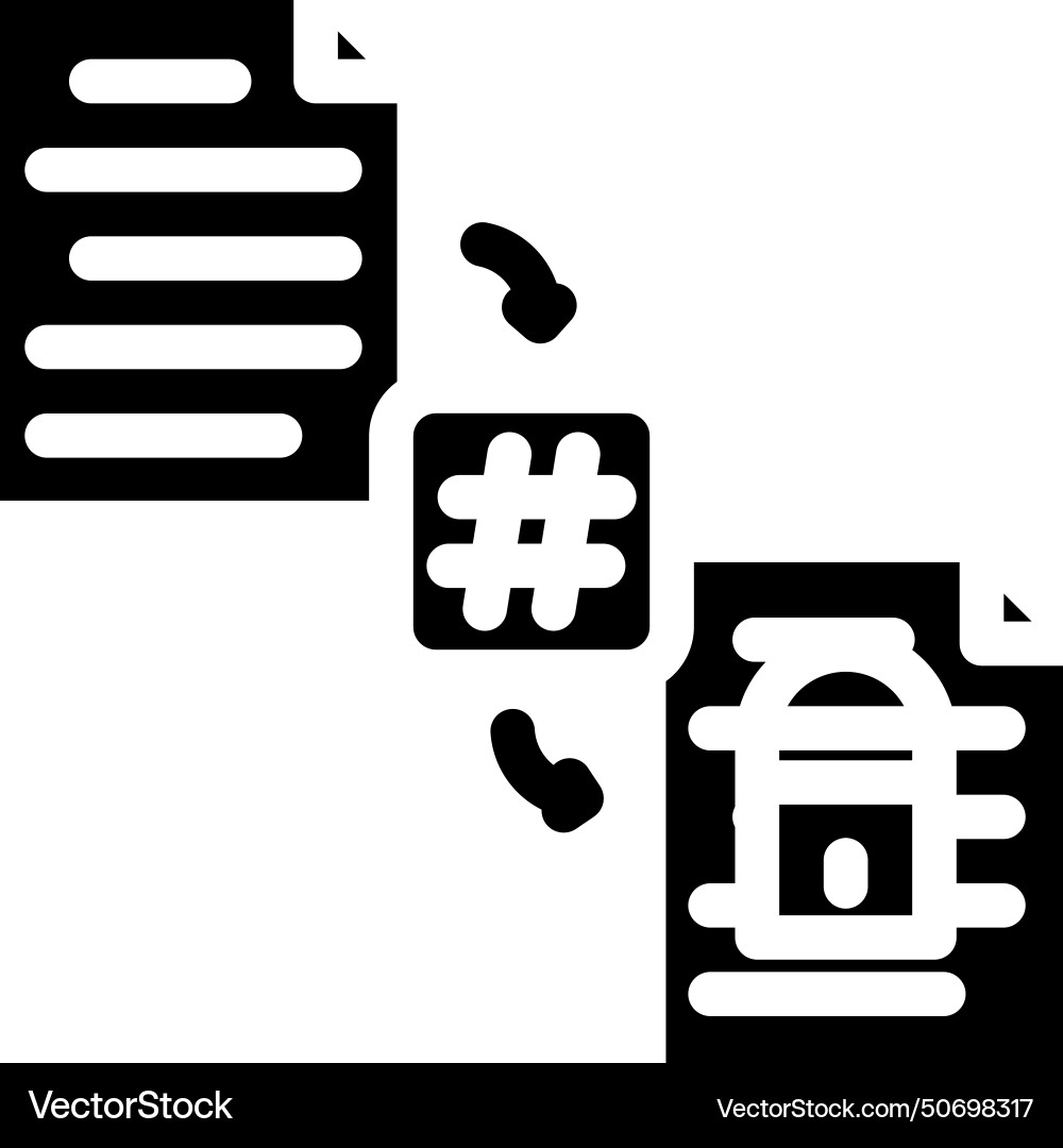 Hashing algorithm glyph icon Royalty Free Vector Image Hashing algorithm glyph icon Royalty Free Vector Image