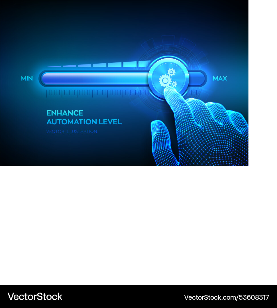 Increasing Automation Level Rpa Robotic Process Vector Image