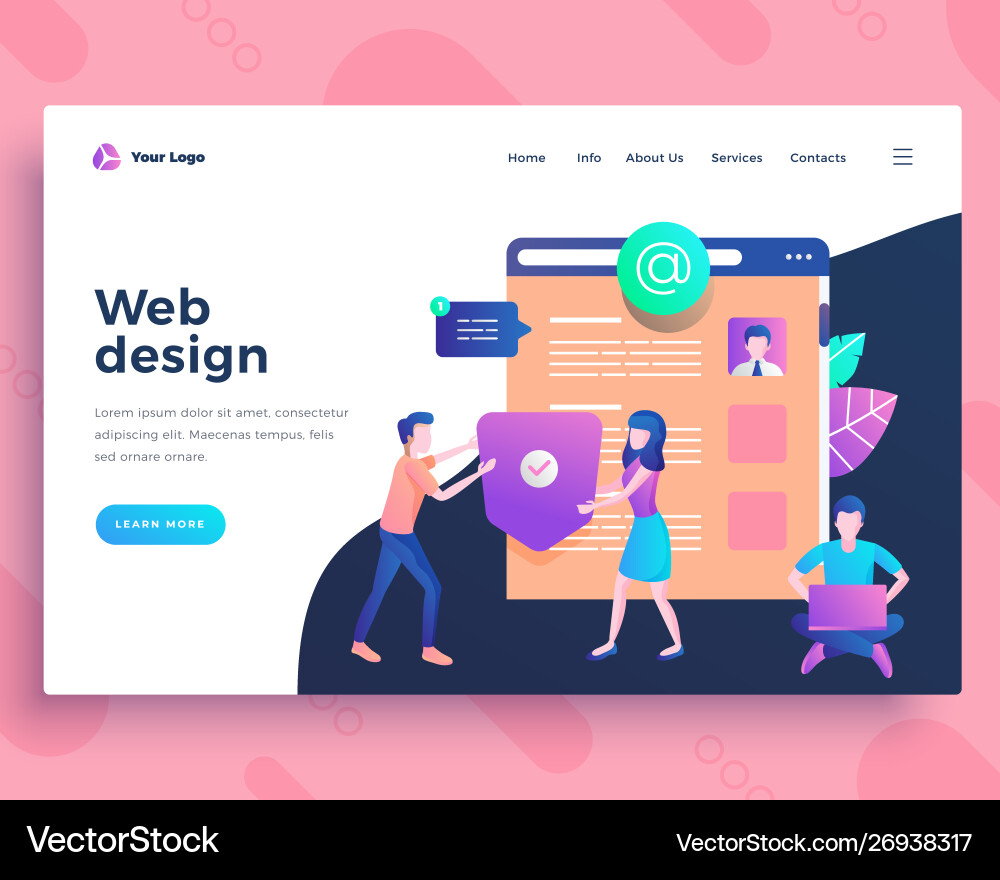 Landing page template web design development Vector Image