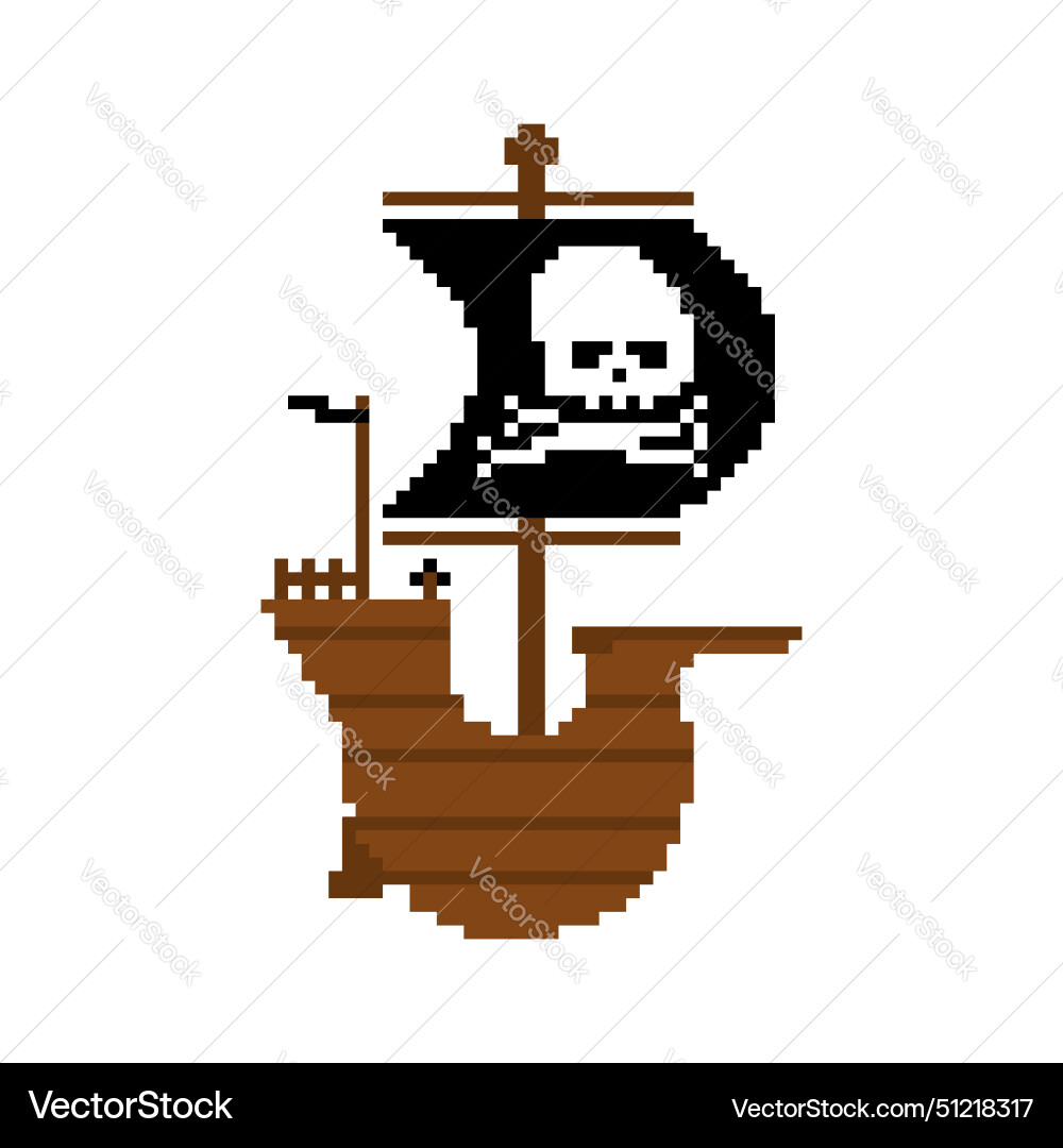 Pirate ship pixel art pirates 8 bit pixelated Vector Image