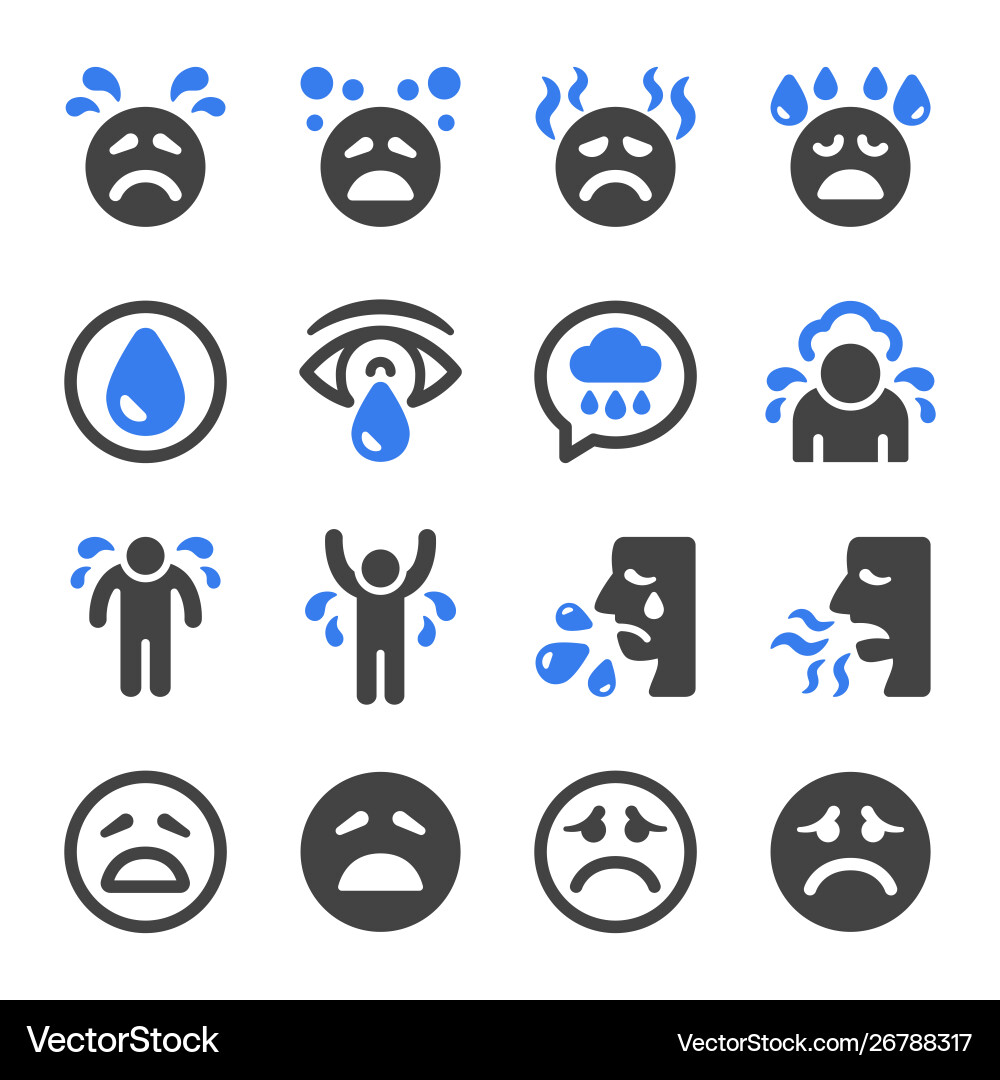 Sad icon set Royalty Free Vector Image - VectorStock