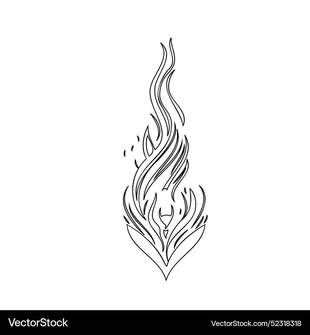 Candle flame fire heart outline sketch Royalty Free Vector