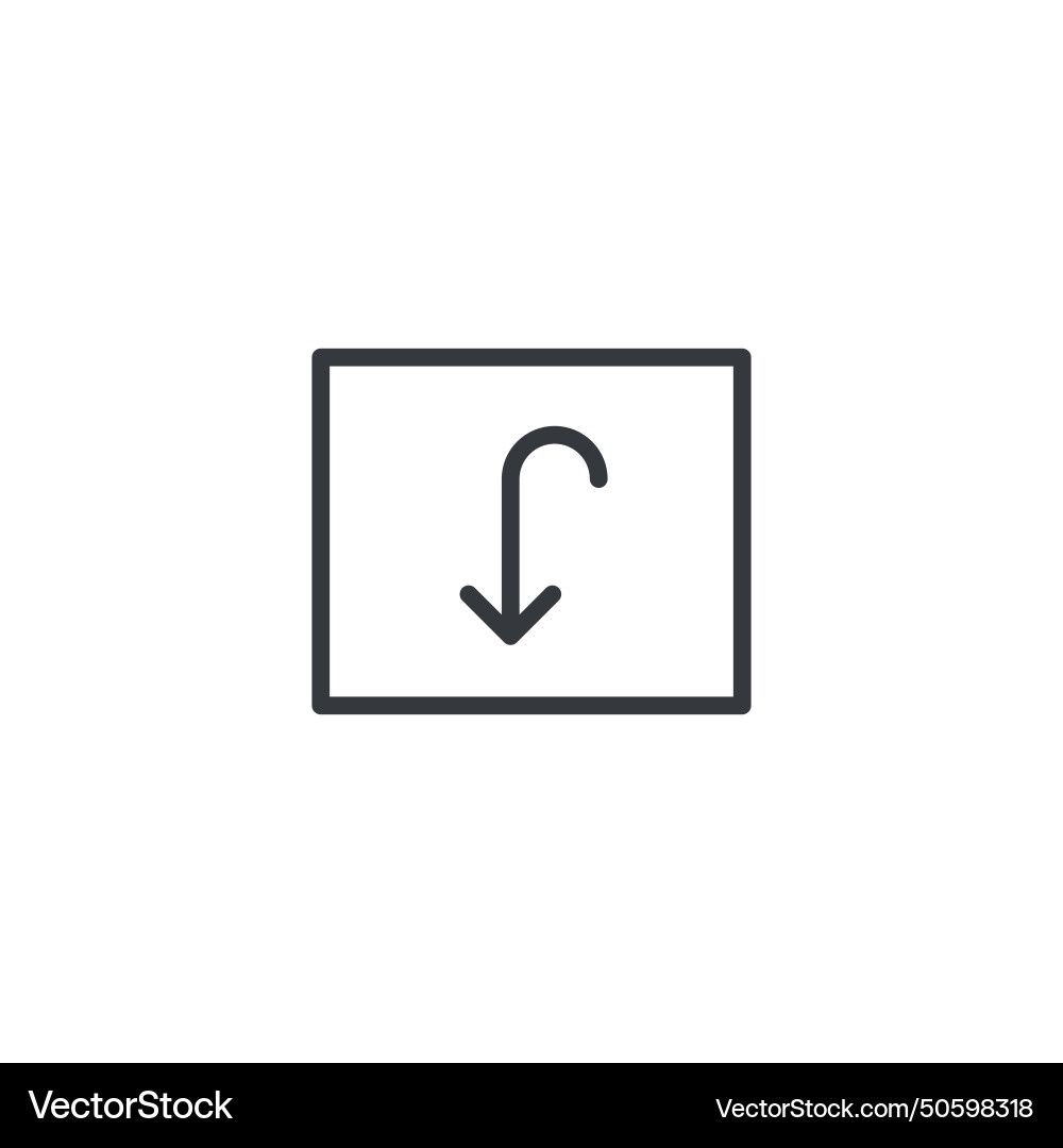 Down key icon arrow isolated on white Royalty Free Vector