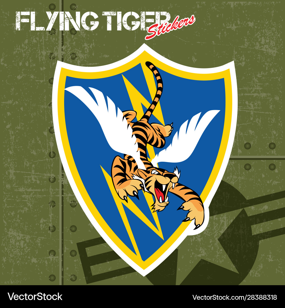Flying Tiger WWII Stickers Royalty Free Vector Image