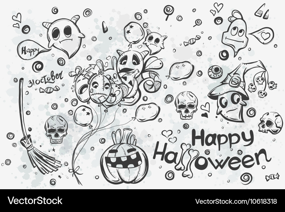 Halloween doodles Royalty Free Vector Image - VectorStock