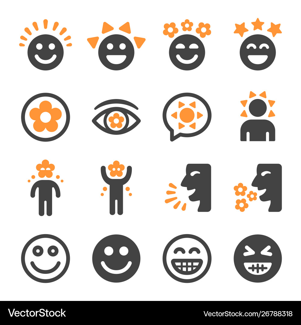 Happy icon set Royalty Free Vector Image - VectorStock