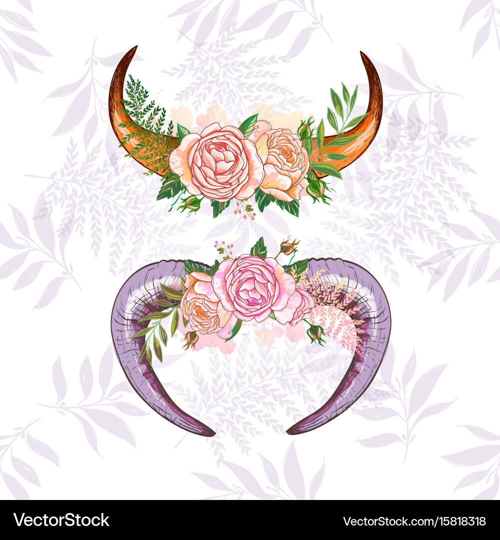 Horn and cow decoration Royalty Free Vector Image