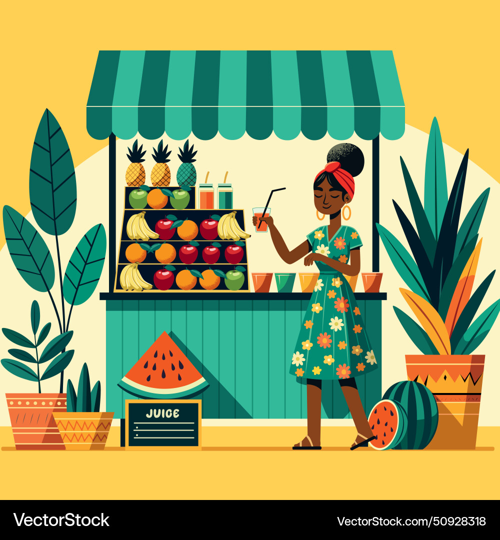 Juice stand flat design Royalty Free Vector Image