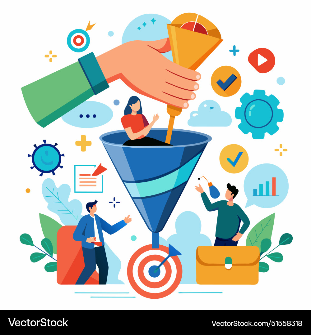 Lead generation gaining customers to convert Vector Image