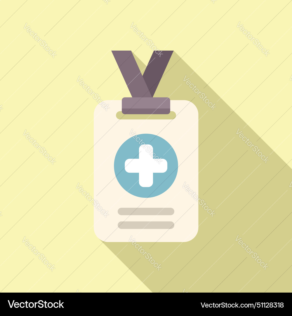 Medical id card icon flat personal Royalty Free Vector Image
