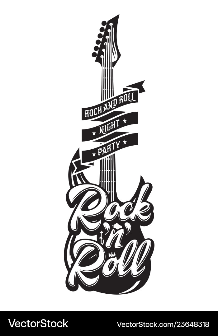 Monochrome with guitar tape and text Royalty Free Vector