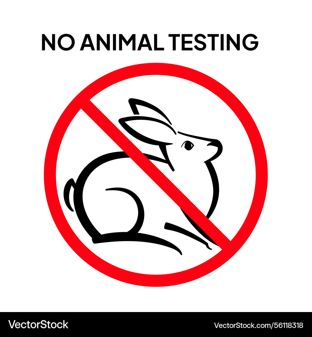 No animal testing sign with rabbit crossed out Vector Image