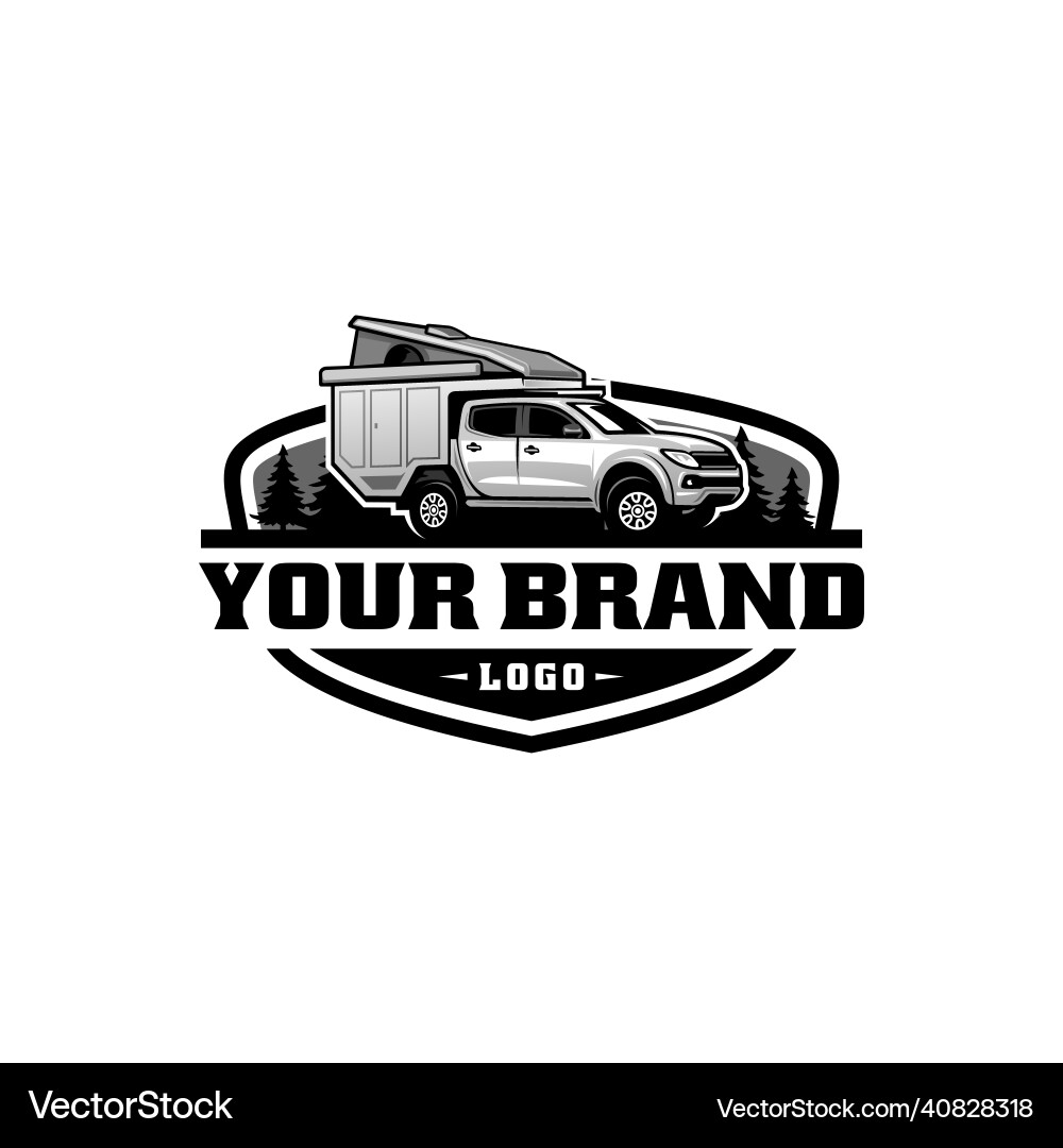 Off road camper truck rv van logo Royalty Free Vector Image