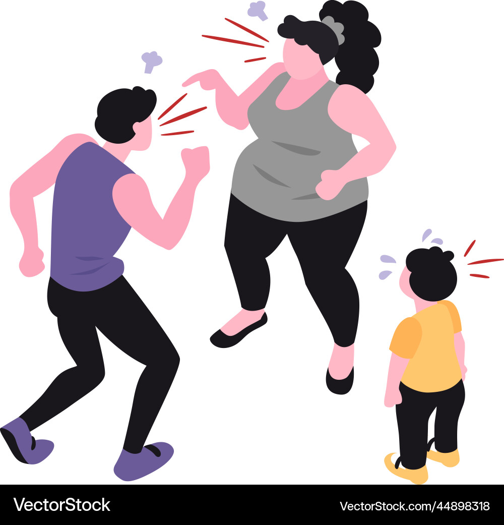Parents quarrel parenting composition Royalty Free Vector