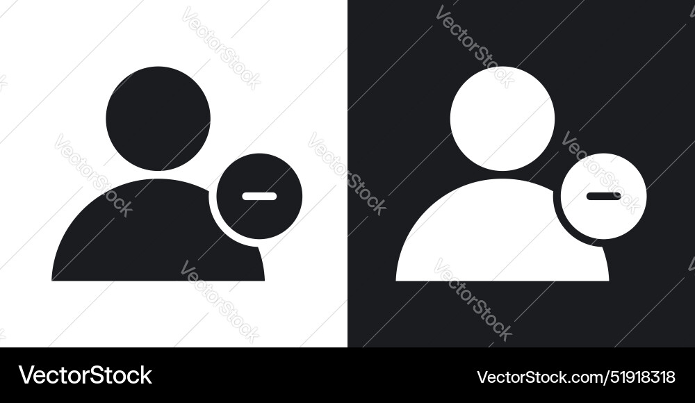 Remove user icon set in solid black and white Vector Image